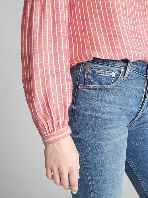 Long Sleeve Stripe Split-Neck Blouse | Gap