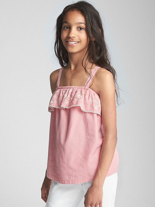 Embroidery Ruffle Tank Top | Gap