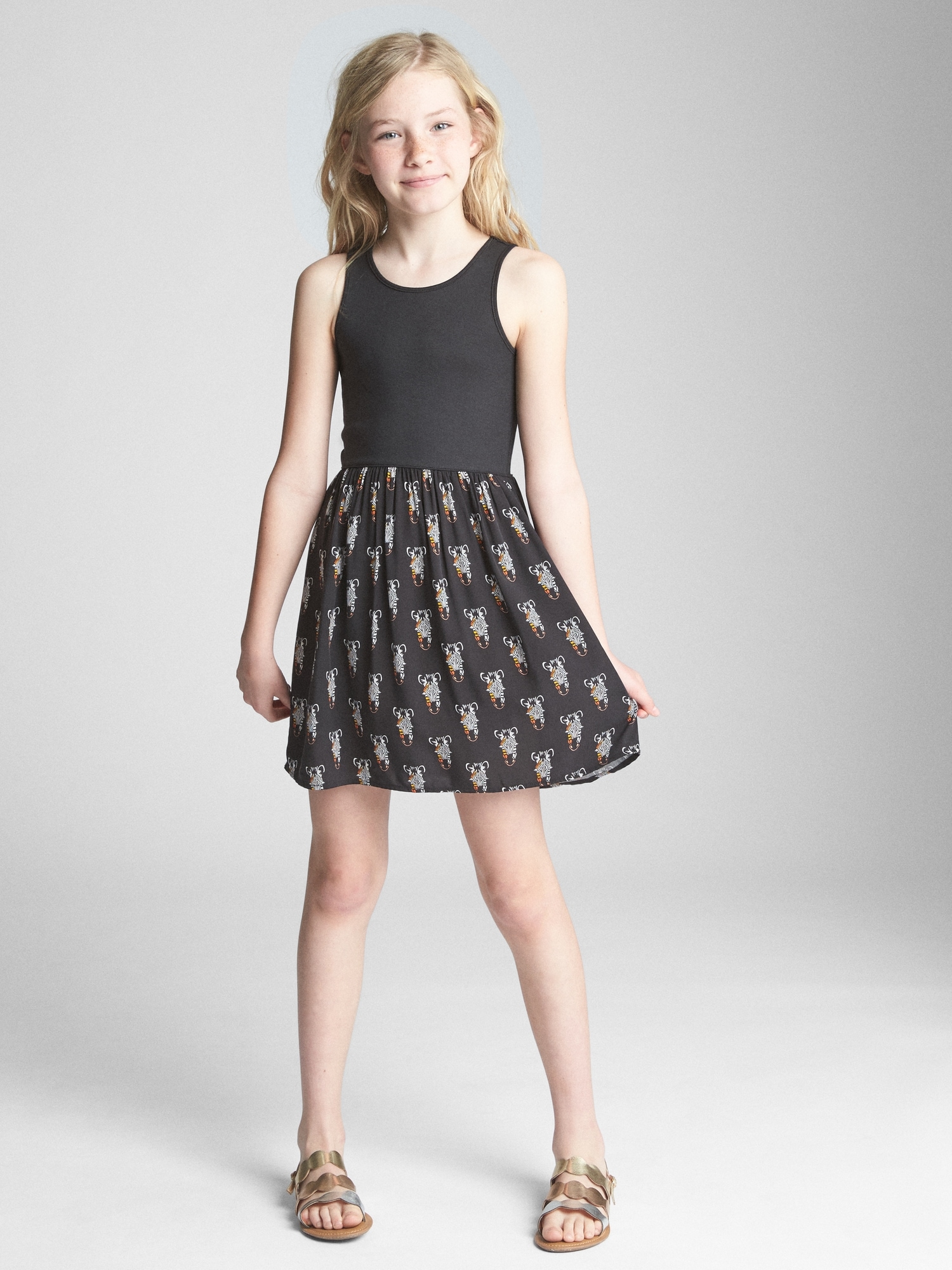 Zebra Mix-Fabric Dress | Gap