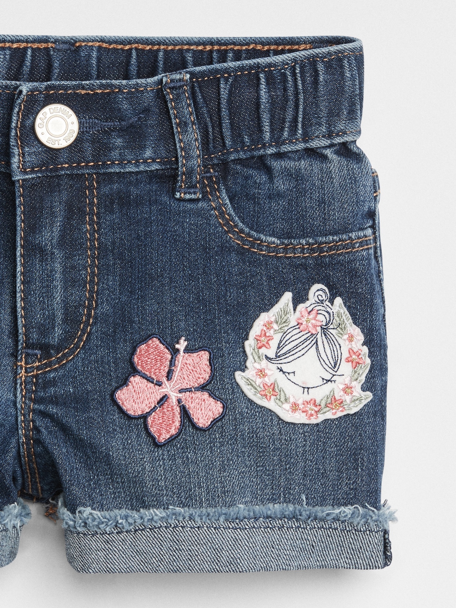 Embroidery Patch Denim Shorts | Gap