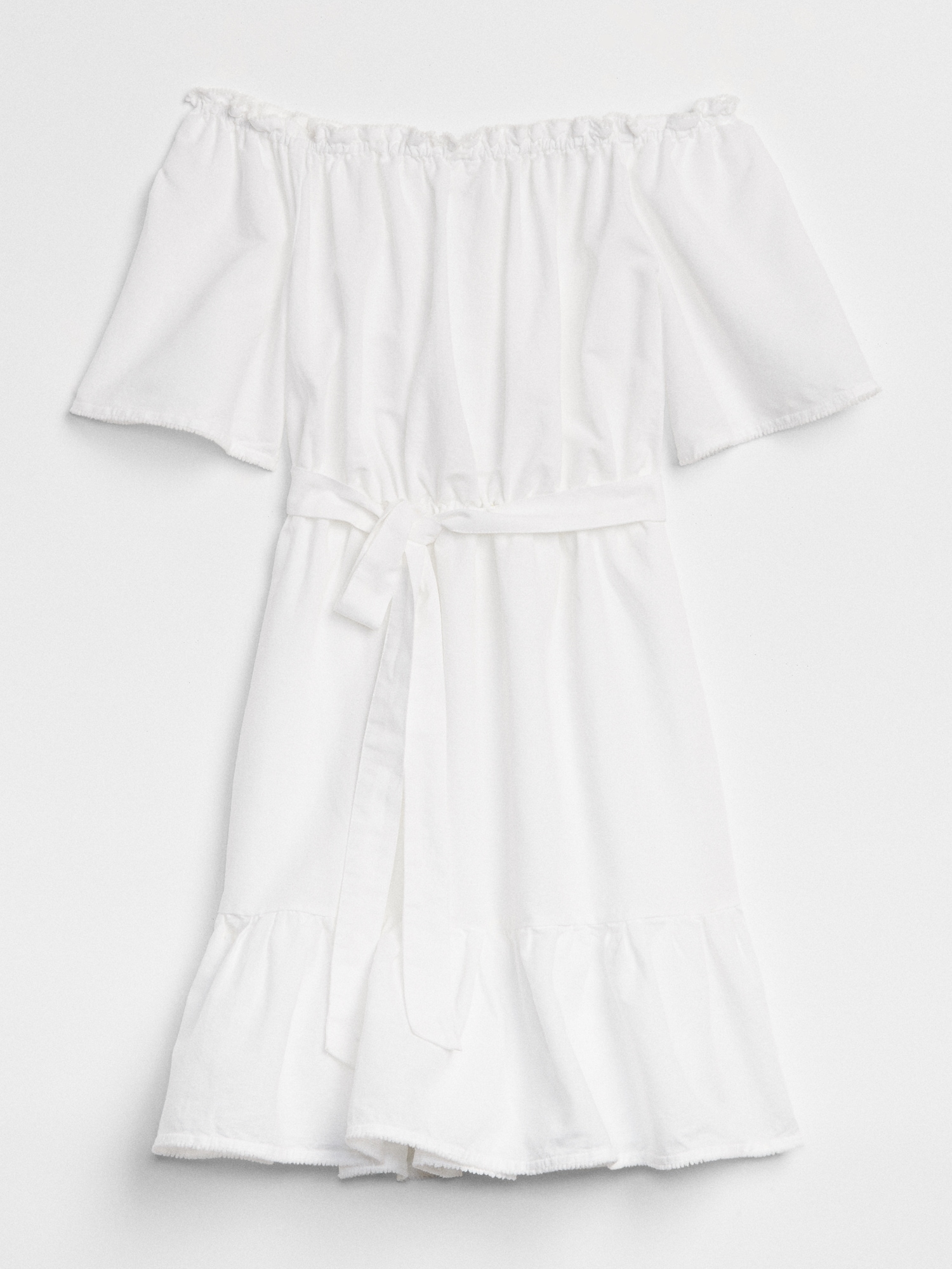 Off-Shoulder Tiered Ruffle Dress in Linen-Cotton | Gap