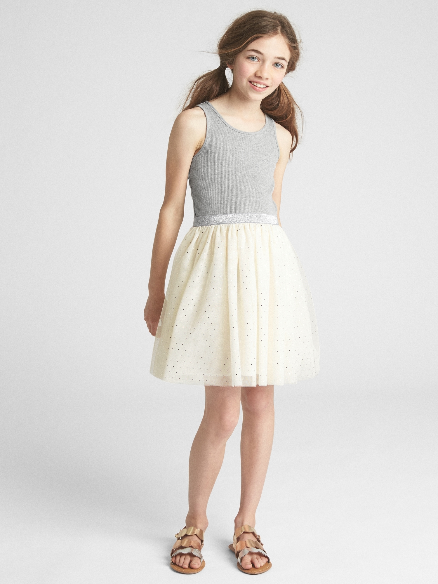 Dot Tulle Mix-Fabric Dress | Gap
