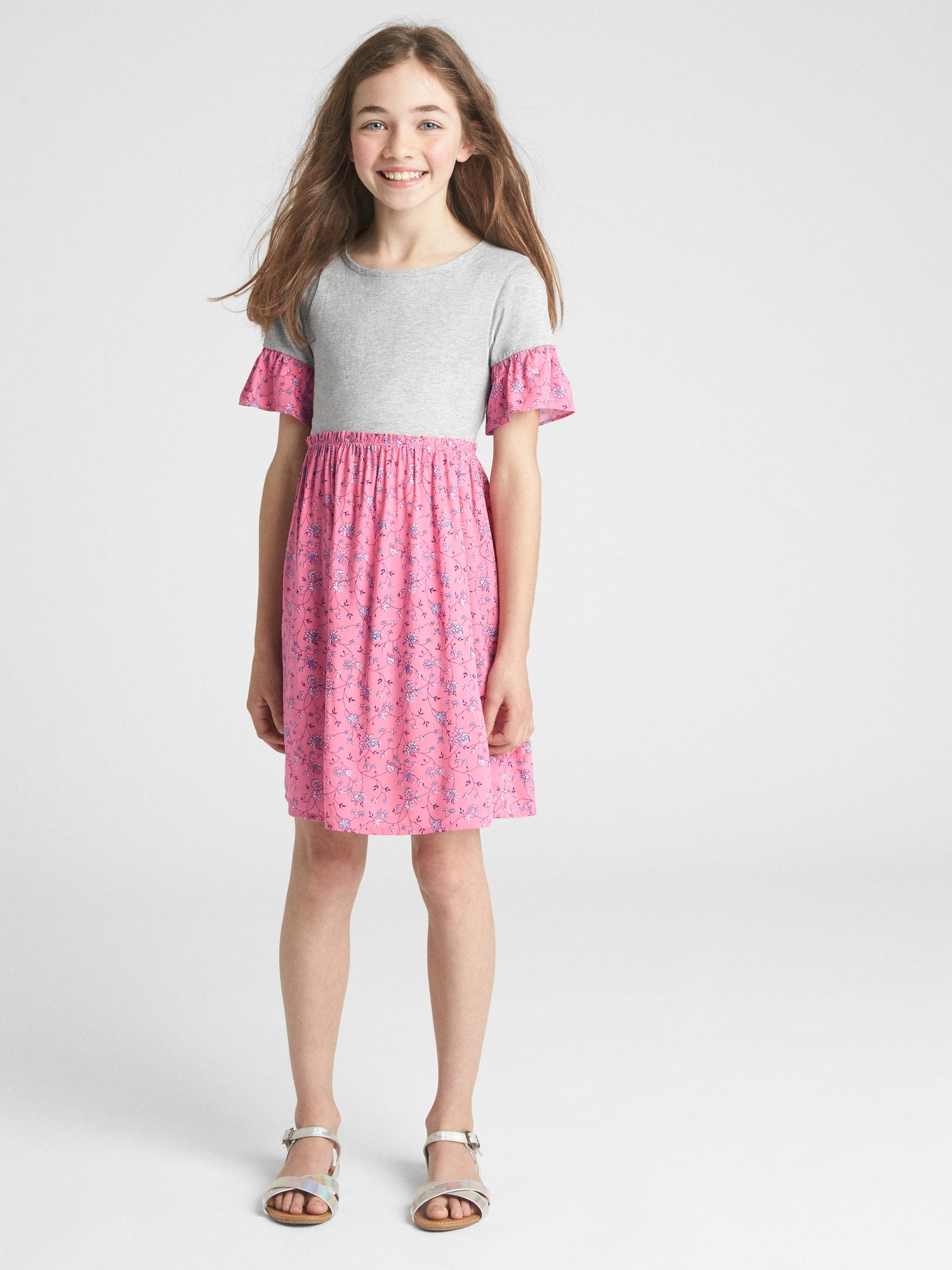 Floral Mix-Fabric Dress | Gap