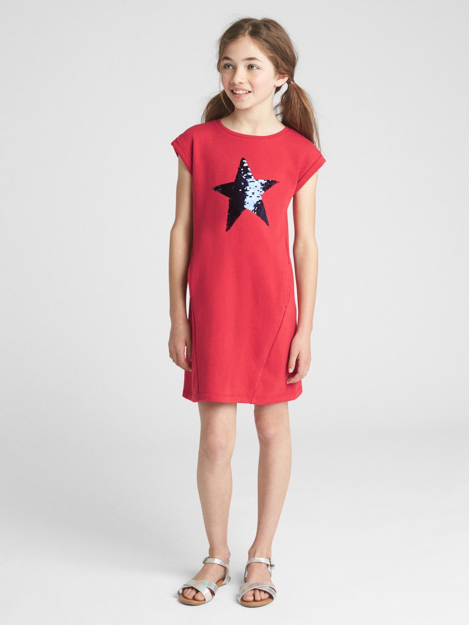 Flippy Sequin Roll-Sleeve Dress | Gap