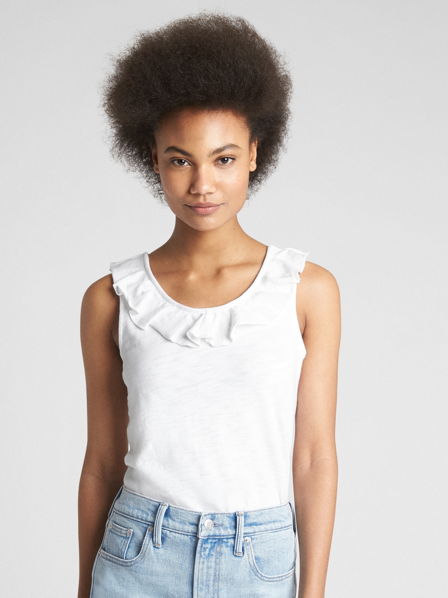 Ruffle-Neck Tank Top | Gap