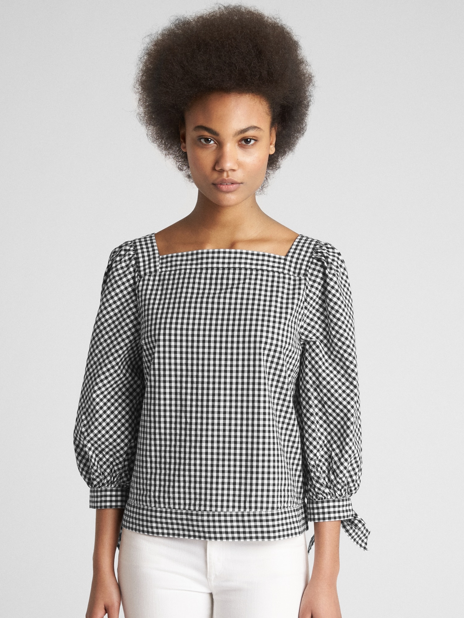 Print Tie-Cuff Blouse in Poplin | Gap