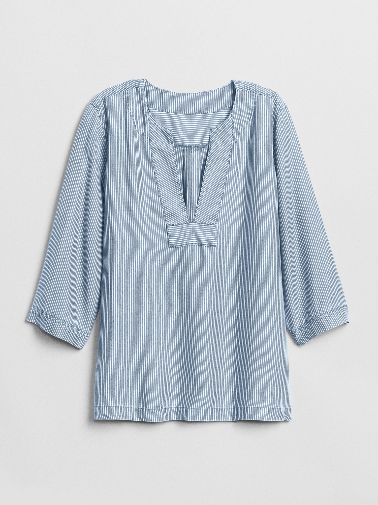 Popover Stripe Split-Neck Top in TENCEL™ | Gap