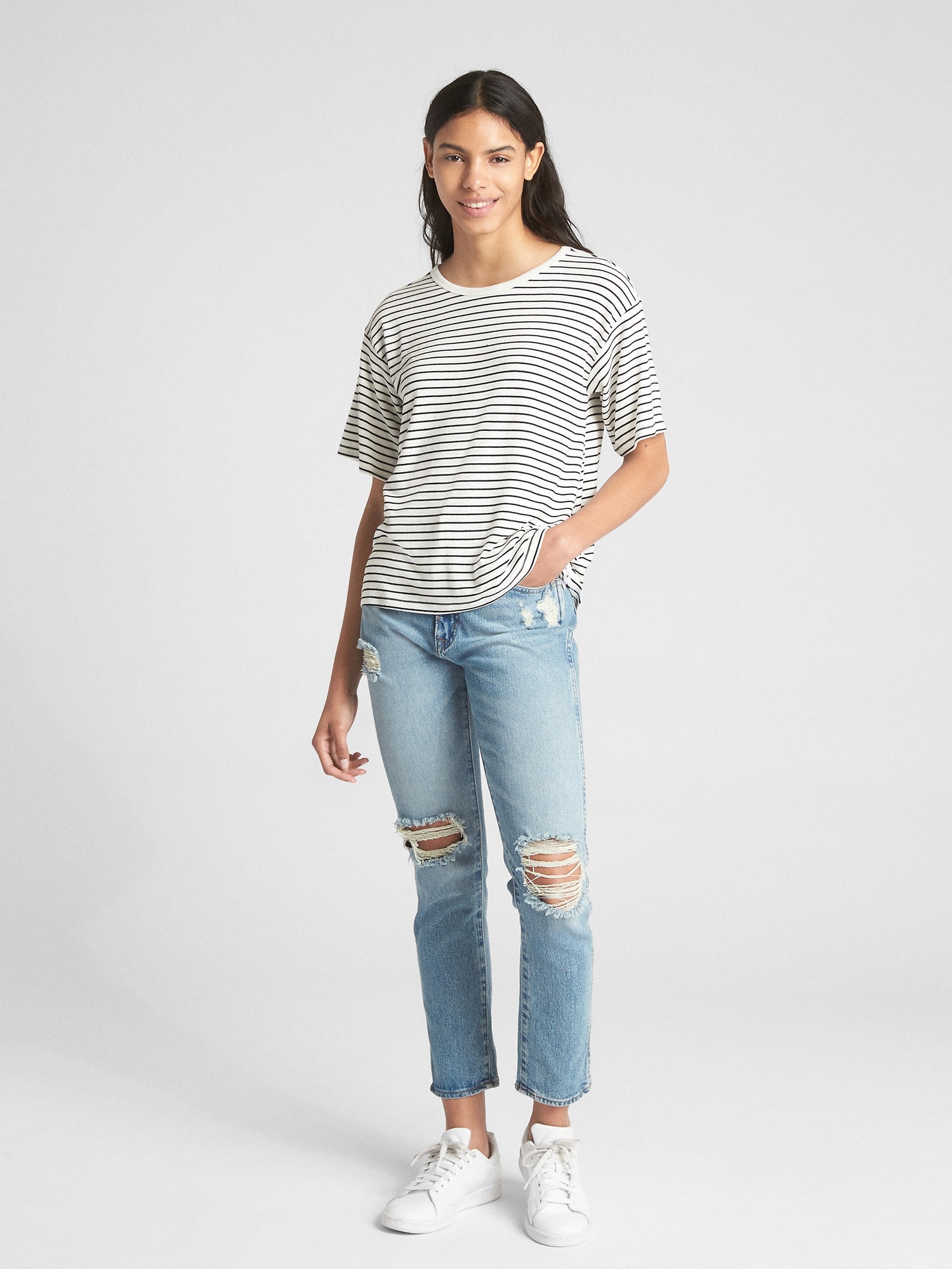 Softspun Stripe Open-Back T-Shirt | Gap