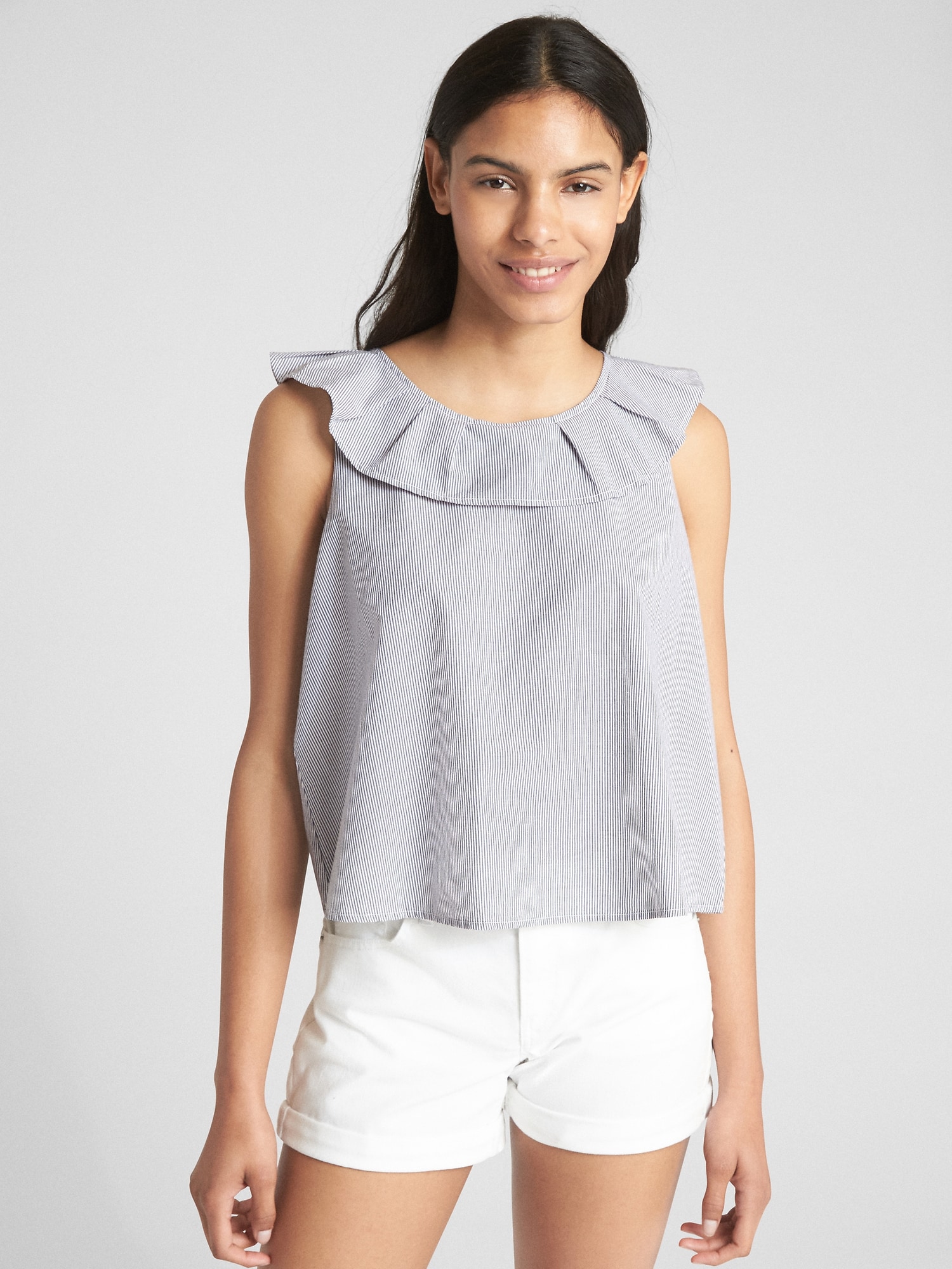 Ruffle Tie-Back Tank Top in Poplin | Gap