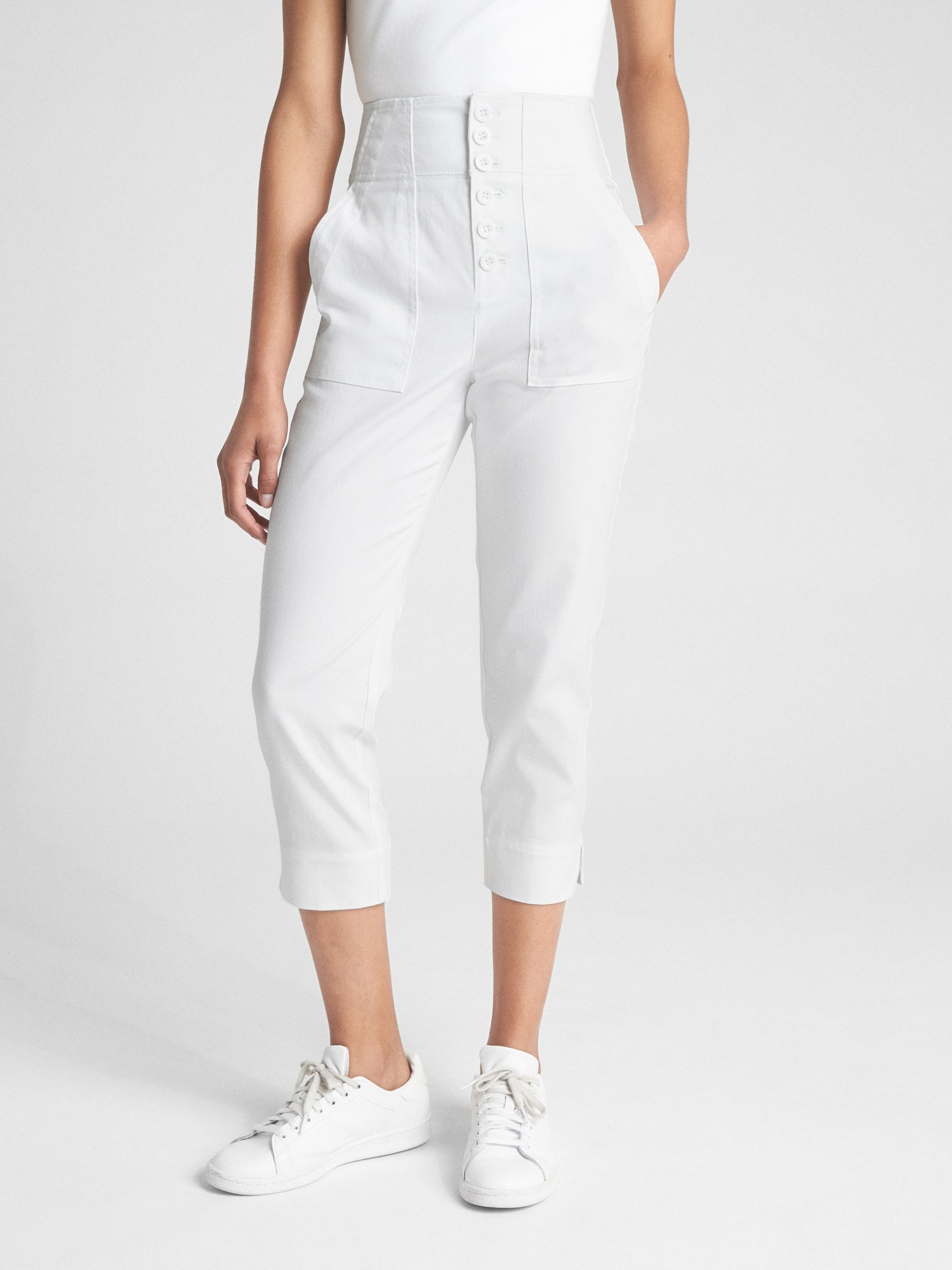 High Rise Crop Chinos with Button-Fly | Gap
