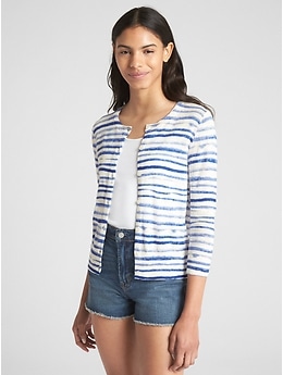 Slim Stripe Crewneck Cardigan Sweater | Gap