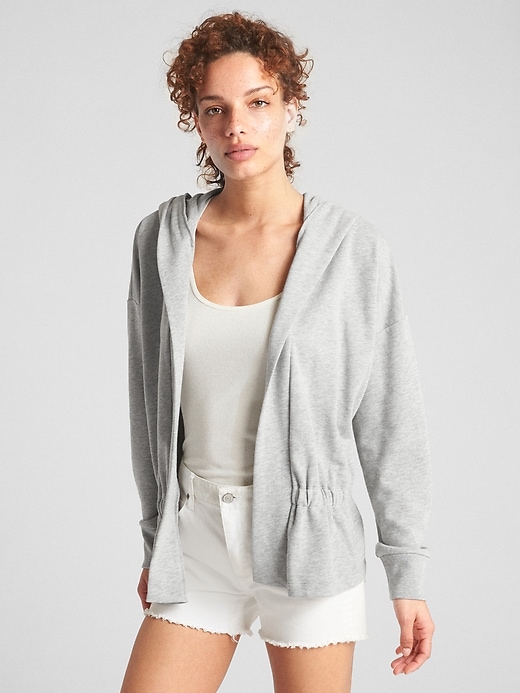 Open-Front Hoodie with Peplum Hem in French Terry | Gap