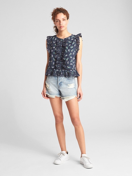 Eyelet Ruffle Peplum Top | Gap