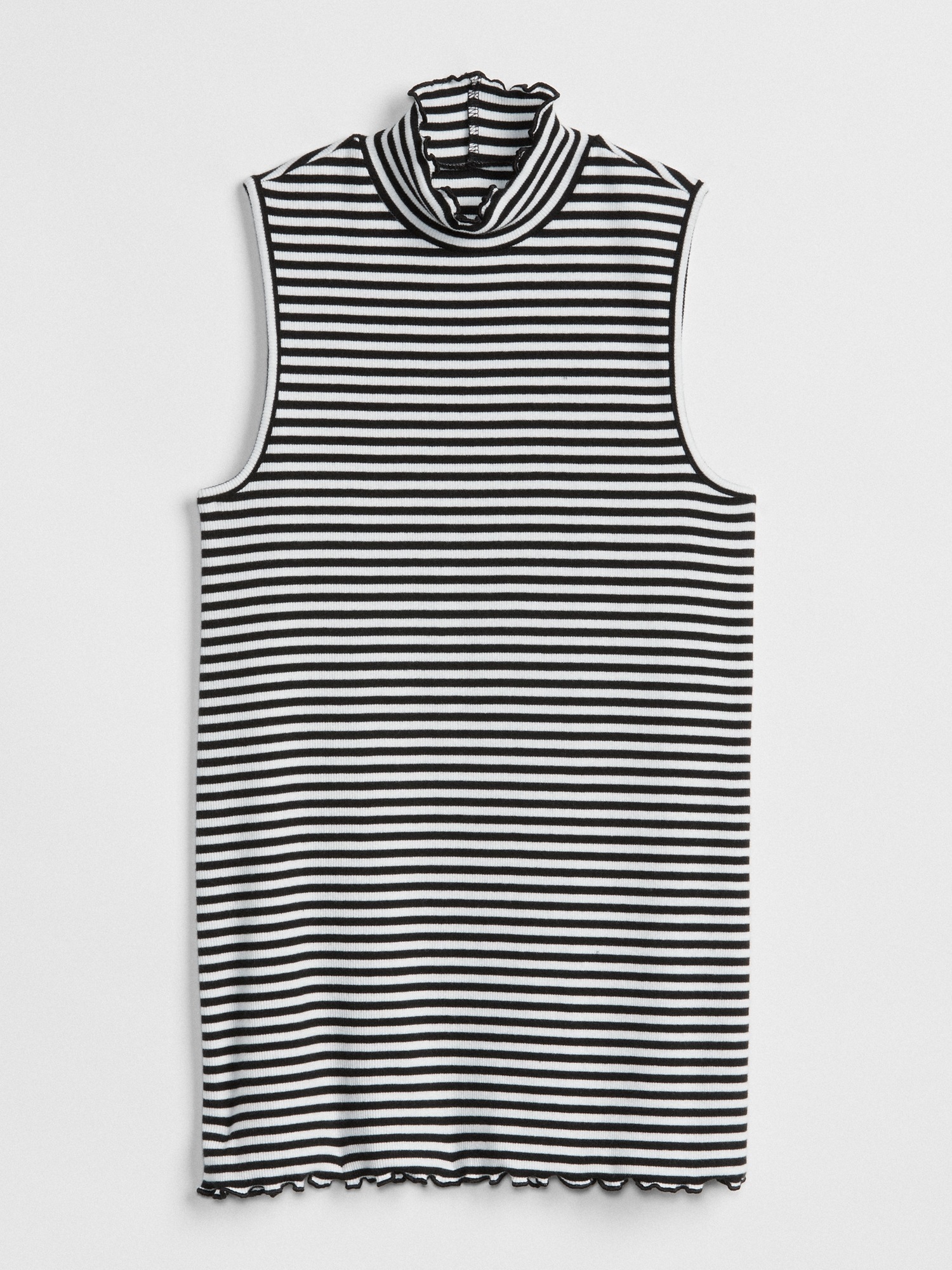 Featherweight Stripe Ribbed Sleeveless Mockneck Top | Gap