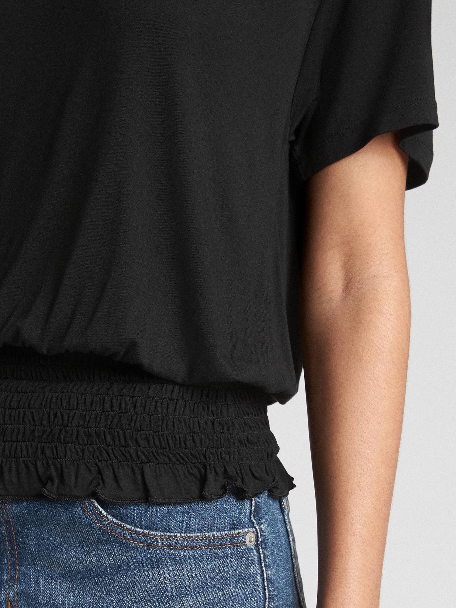 Short Sleeve Smocked Hem Top | Gap