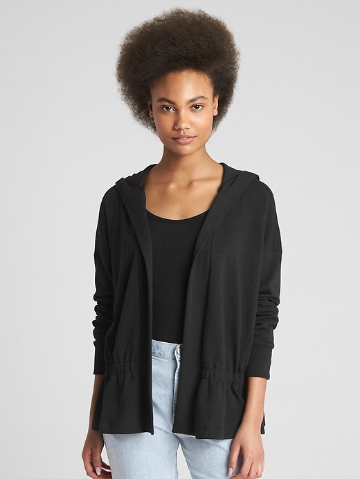 Open-Front Hoodie with Peplum Hem in French Terry | Gap