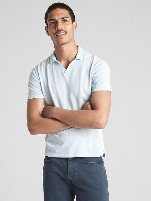 Short Sleeve Polo T-Shirt in Linen-Cotton | Gap