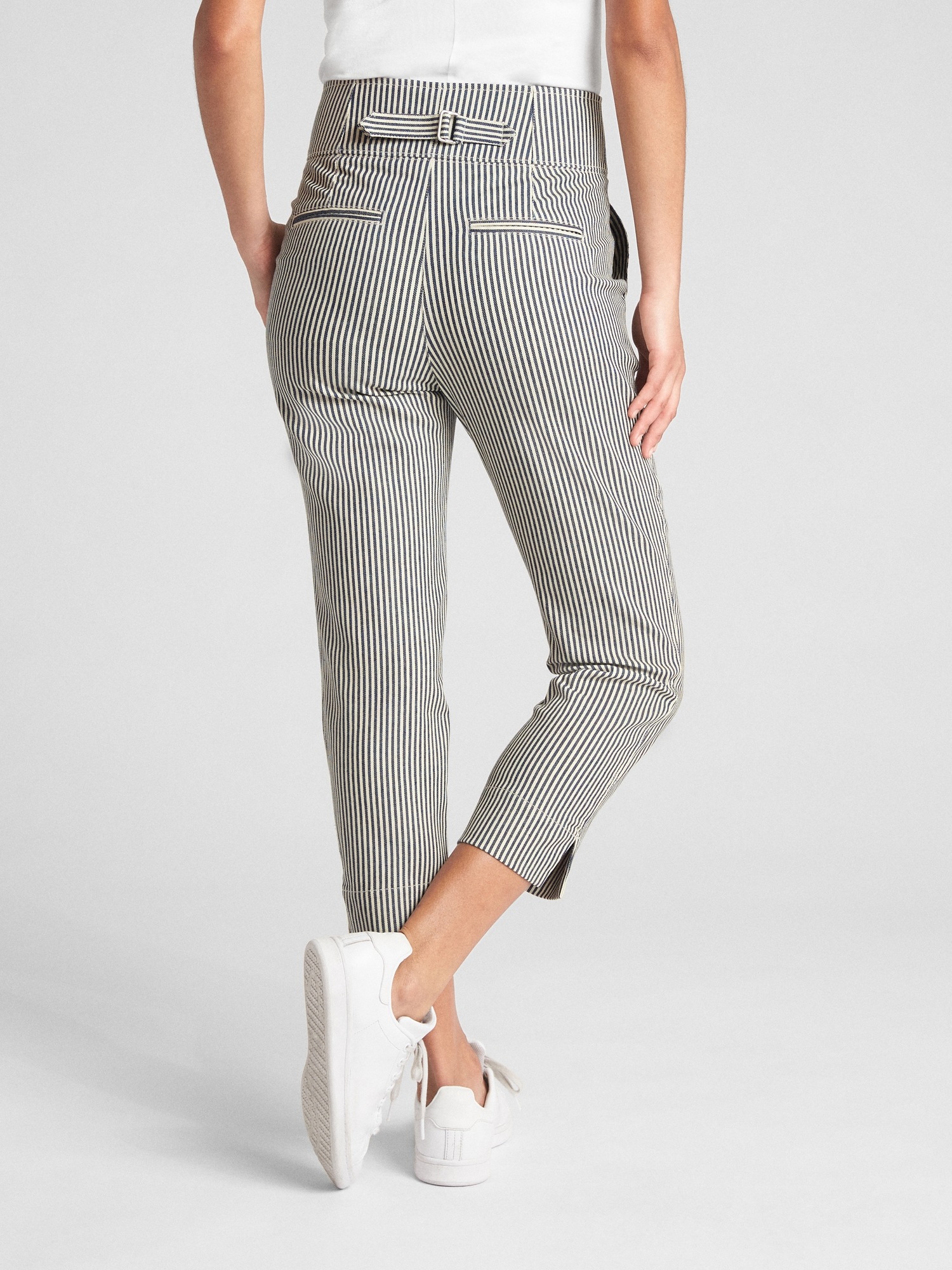 High Rise Stripe Crop Chinos with Button-Fly | Gap