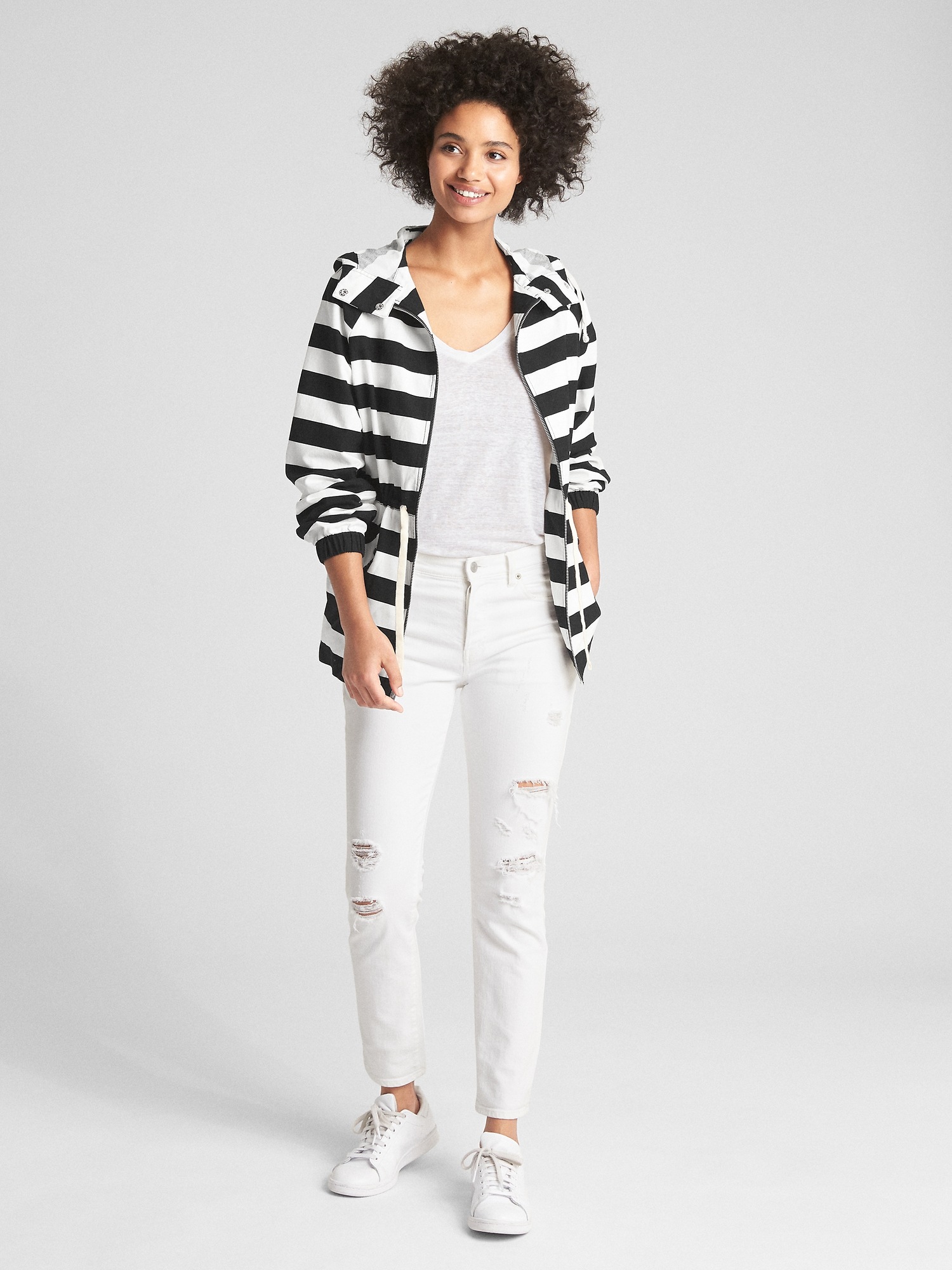 Short Stripe Parka Jacket | Gap