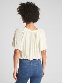 Off-Shoulder Embroidered Crinkle Top | Gap