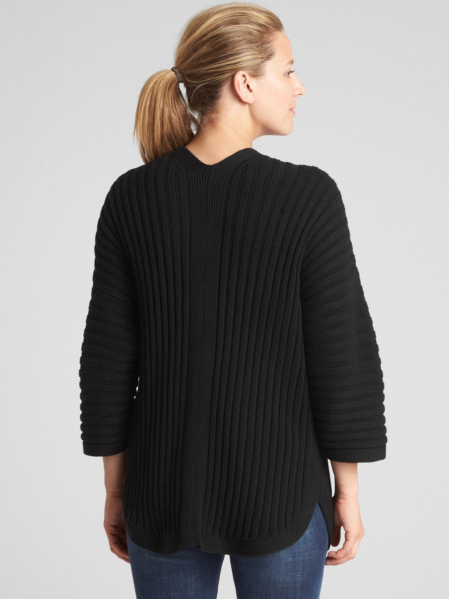 Open-Front Plaited Rib Cardigan Sweater | Gap