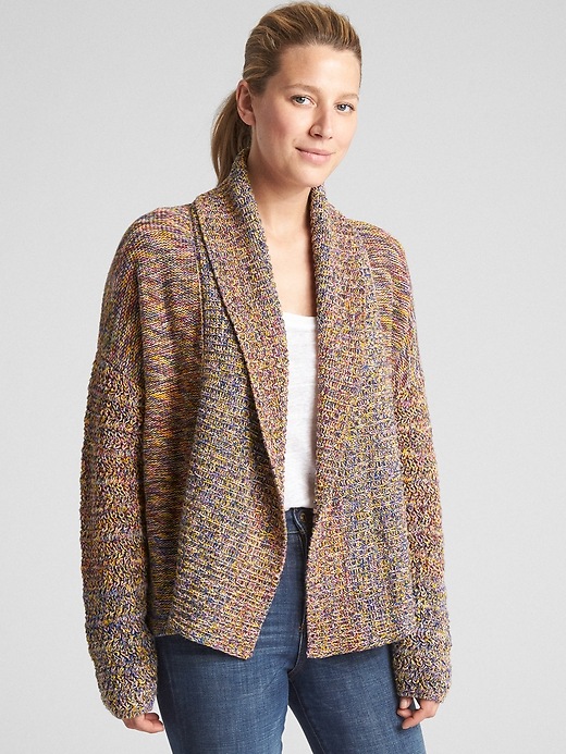 Open Front Textured Shawl Collar Cardigan Sweater Gap