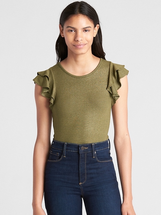 Sleeveless Ruffle-Trim Ribbed Top | Gap