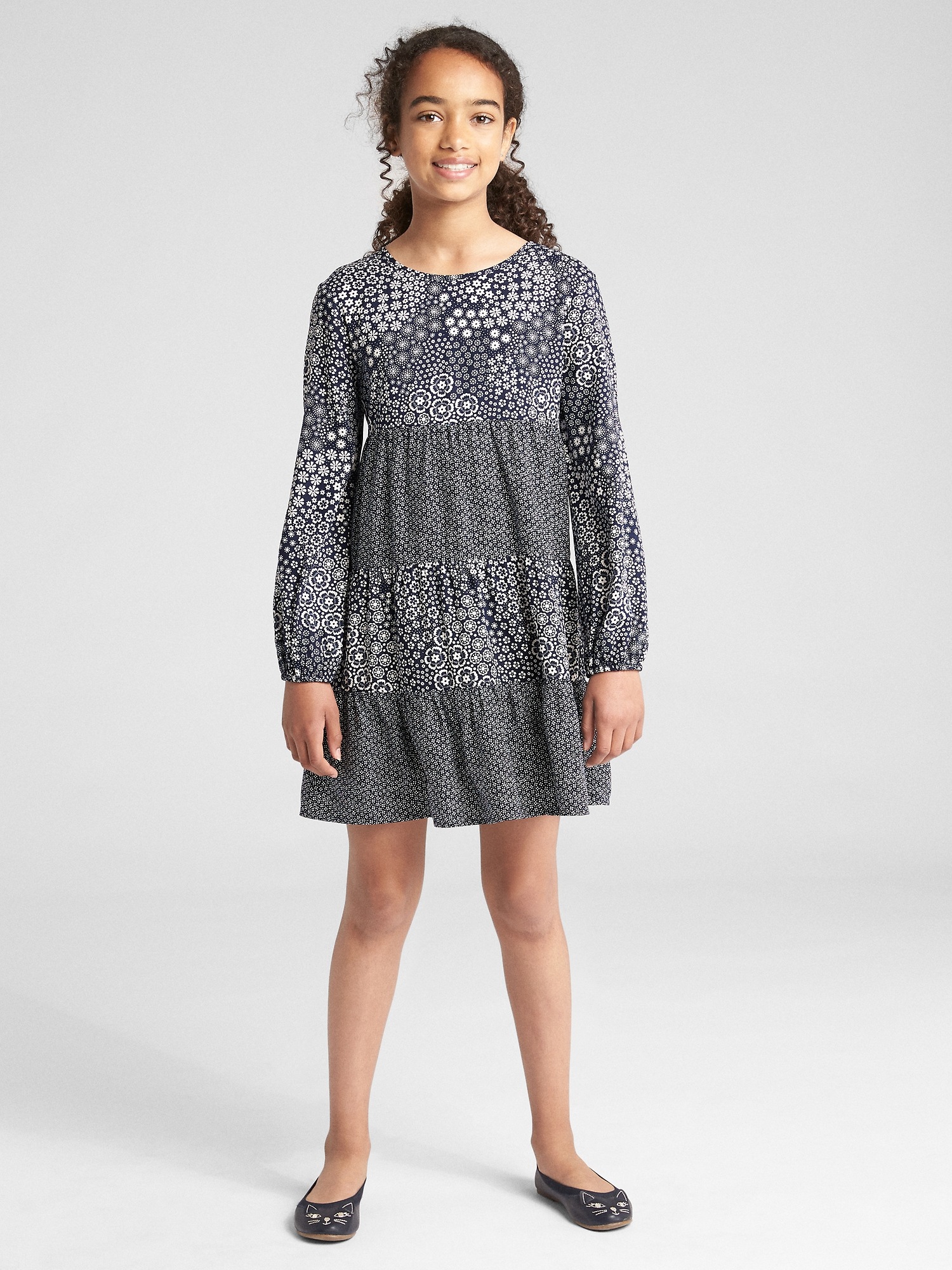 Tiered Mix-Print Dress | Gap