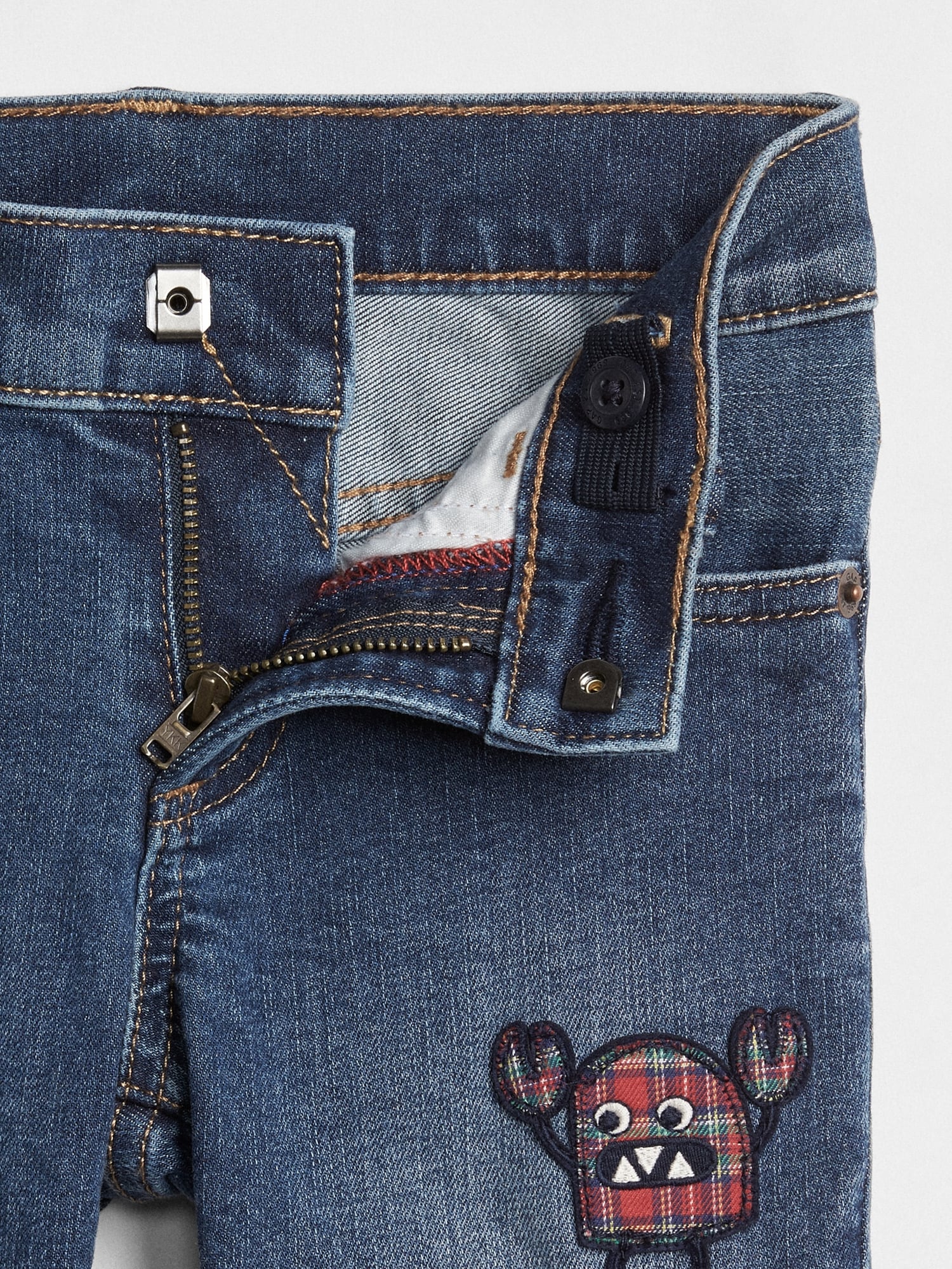Superdenim Monster Patch Slim Jeans with Fantastiflex | Gap
