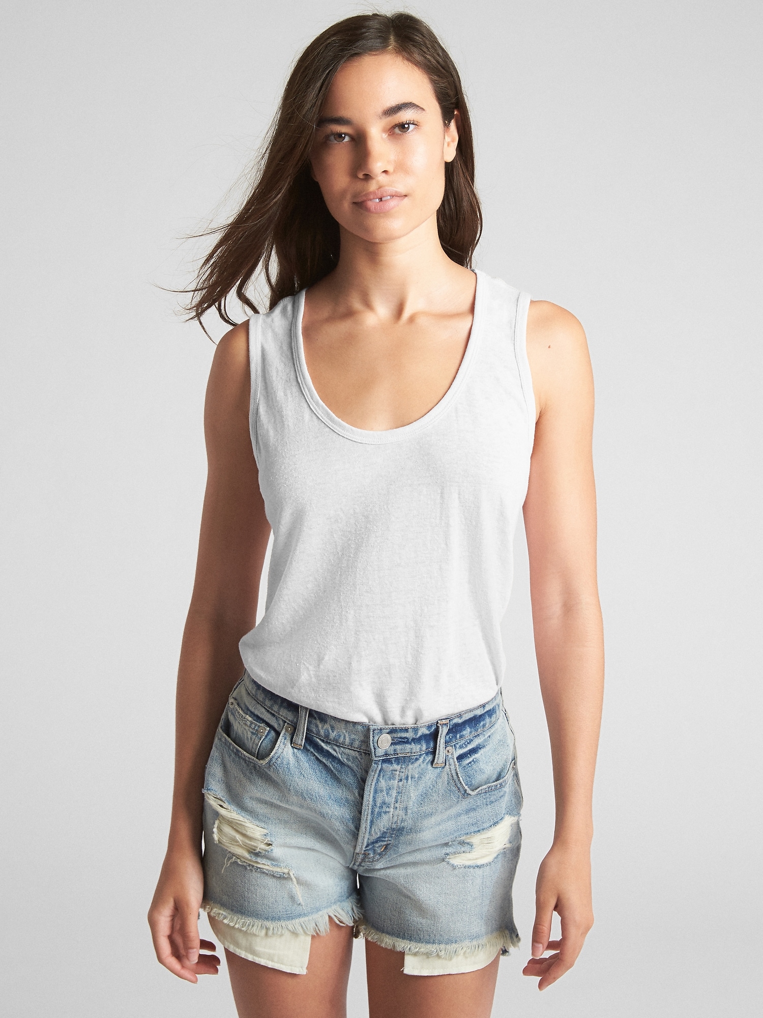 U-Neck Tank Top in Linen Jersey | Gap