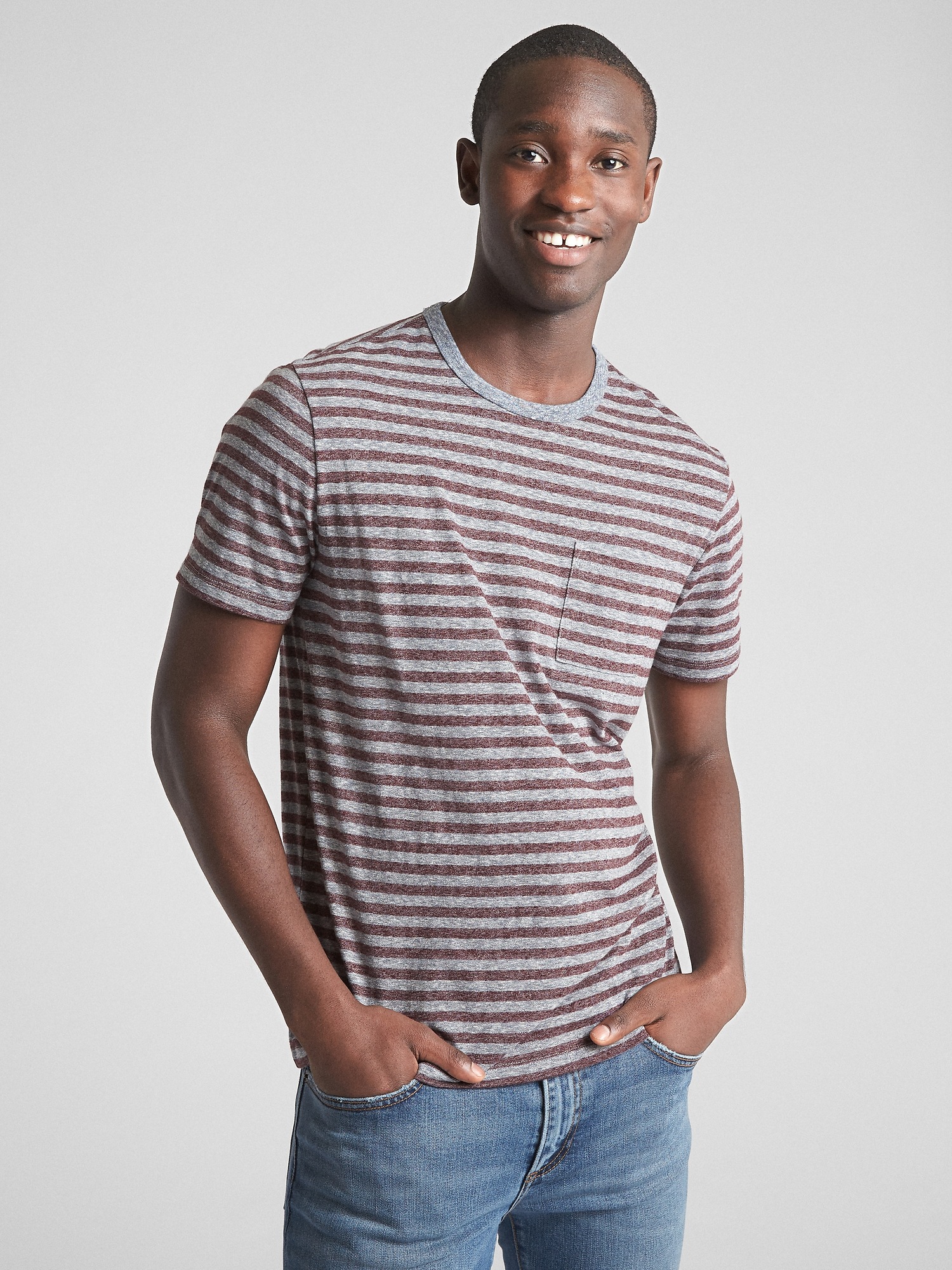 Marled Stripe Pocket T-Shirt | Gap
