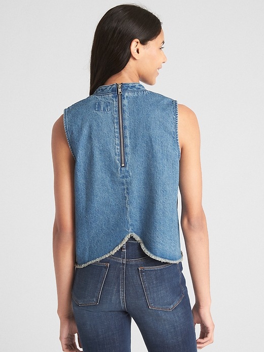 Split-Back Tank Top in Chambray | Gap