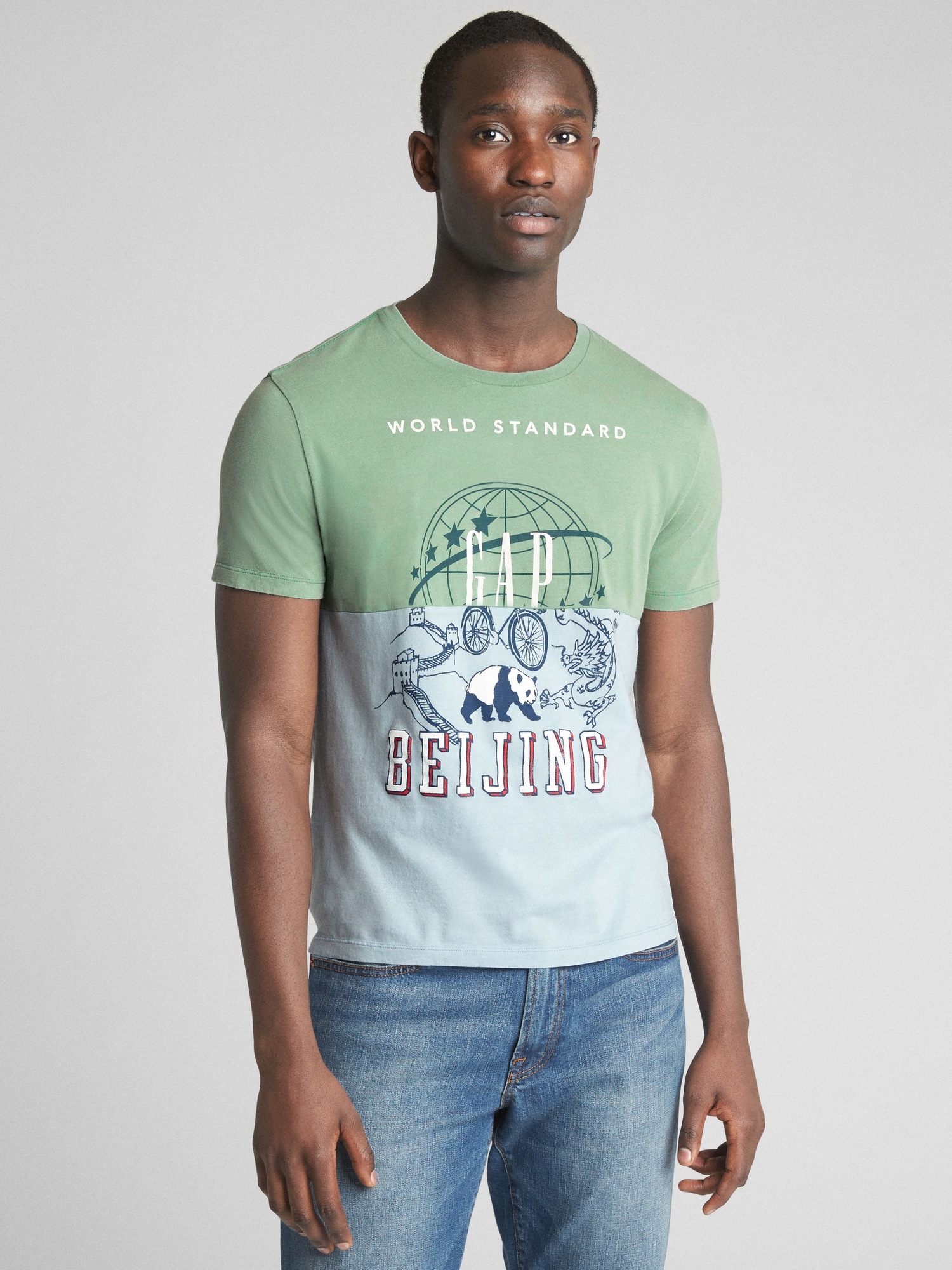 Logo Global Remix Spliced Graphic Short Sleeve T-Shirt | Gap