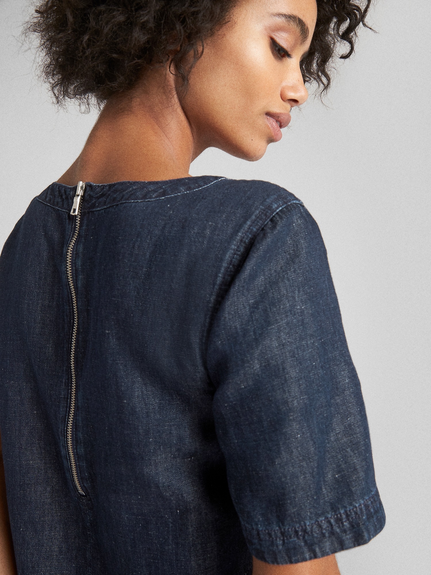 Denim Shift Dress with Let-Down Hem | Gap