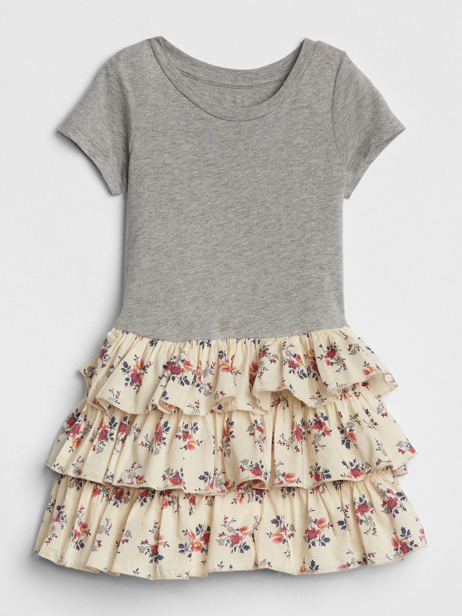 Floral Tiered Mix-Fabric Dress | Gap