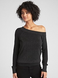 Metallic One-Shoulder Pullover Sweater | Gap