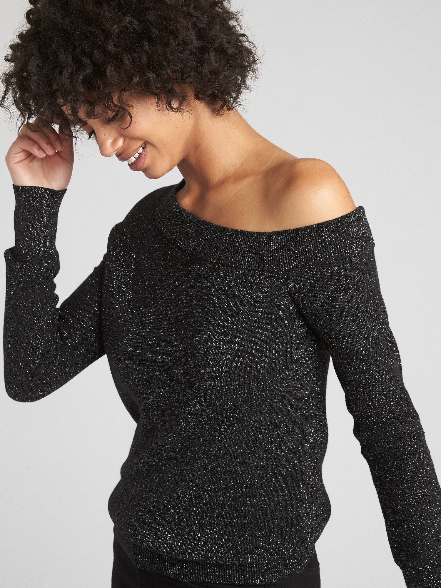 Metallic One-Shoulder Pullover Sweater | Gap