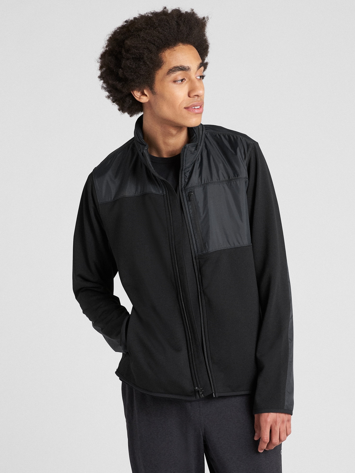 Hybrid Track Jacket with Hidden Hood | Gap