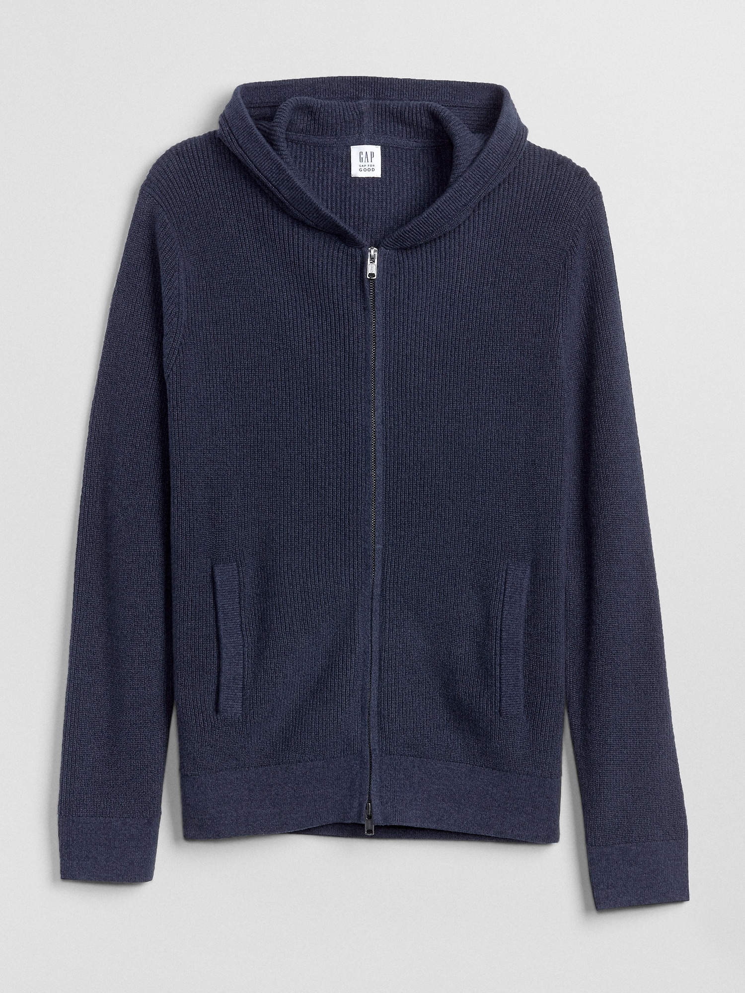 Marled Ribbed Full-Zip Hooded Sweater | Gap