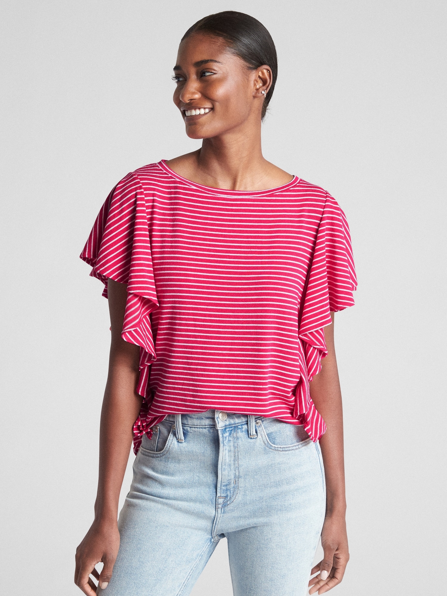Softspun Flutter Sleeve Stripe Top | Gap