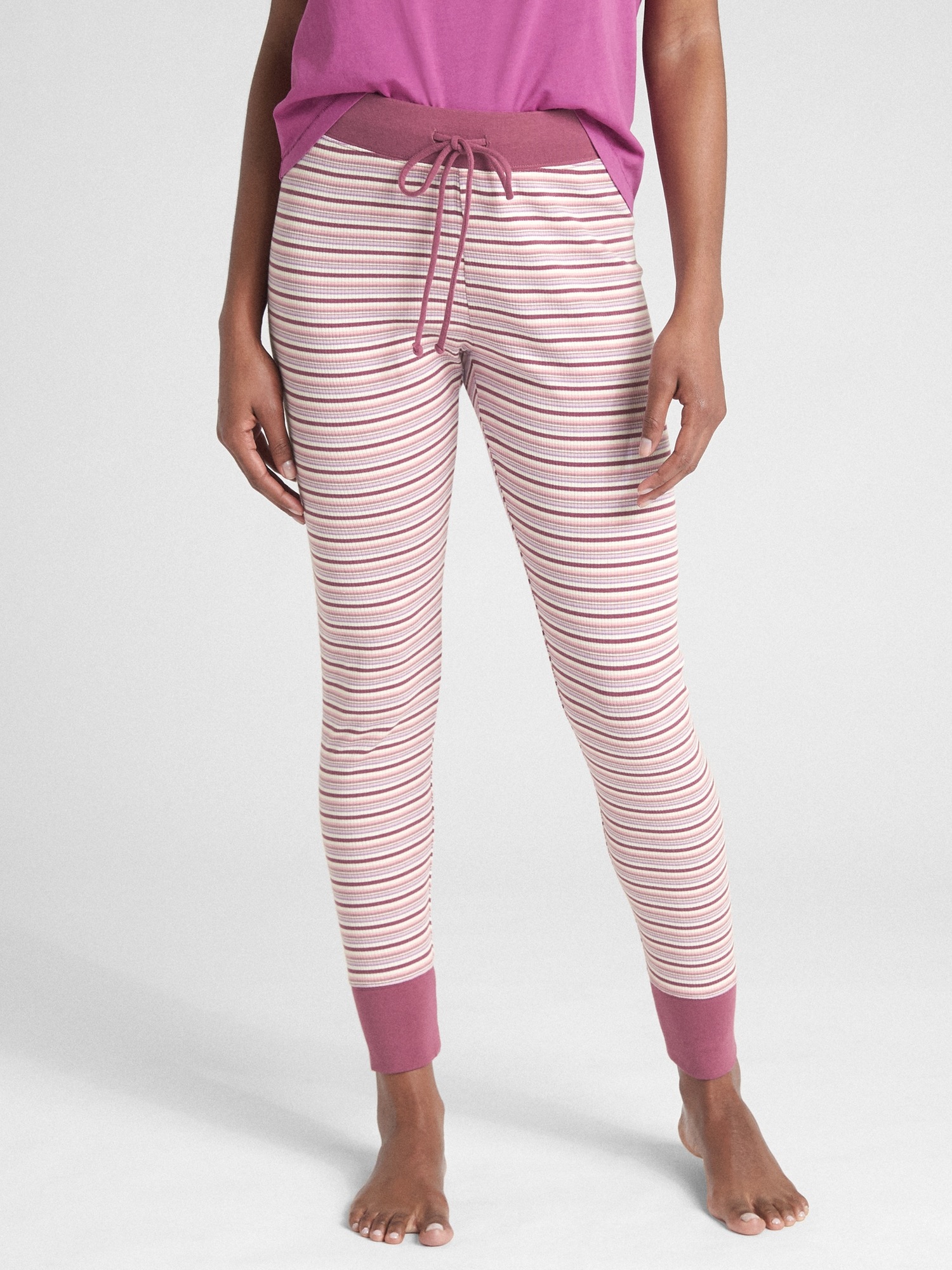 Stripe Ribbed Drawstring Leggings | Gap