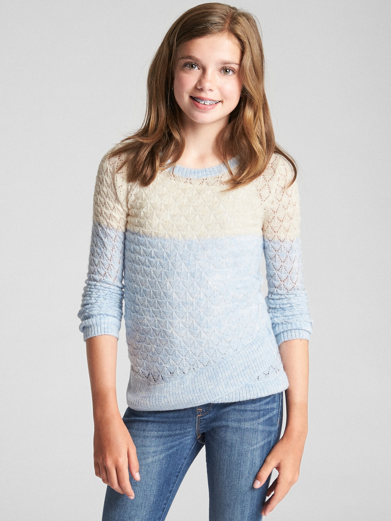 Kids Eyelet Colorblock Sweater | Gap