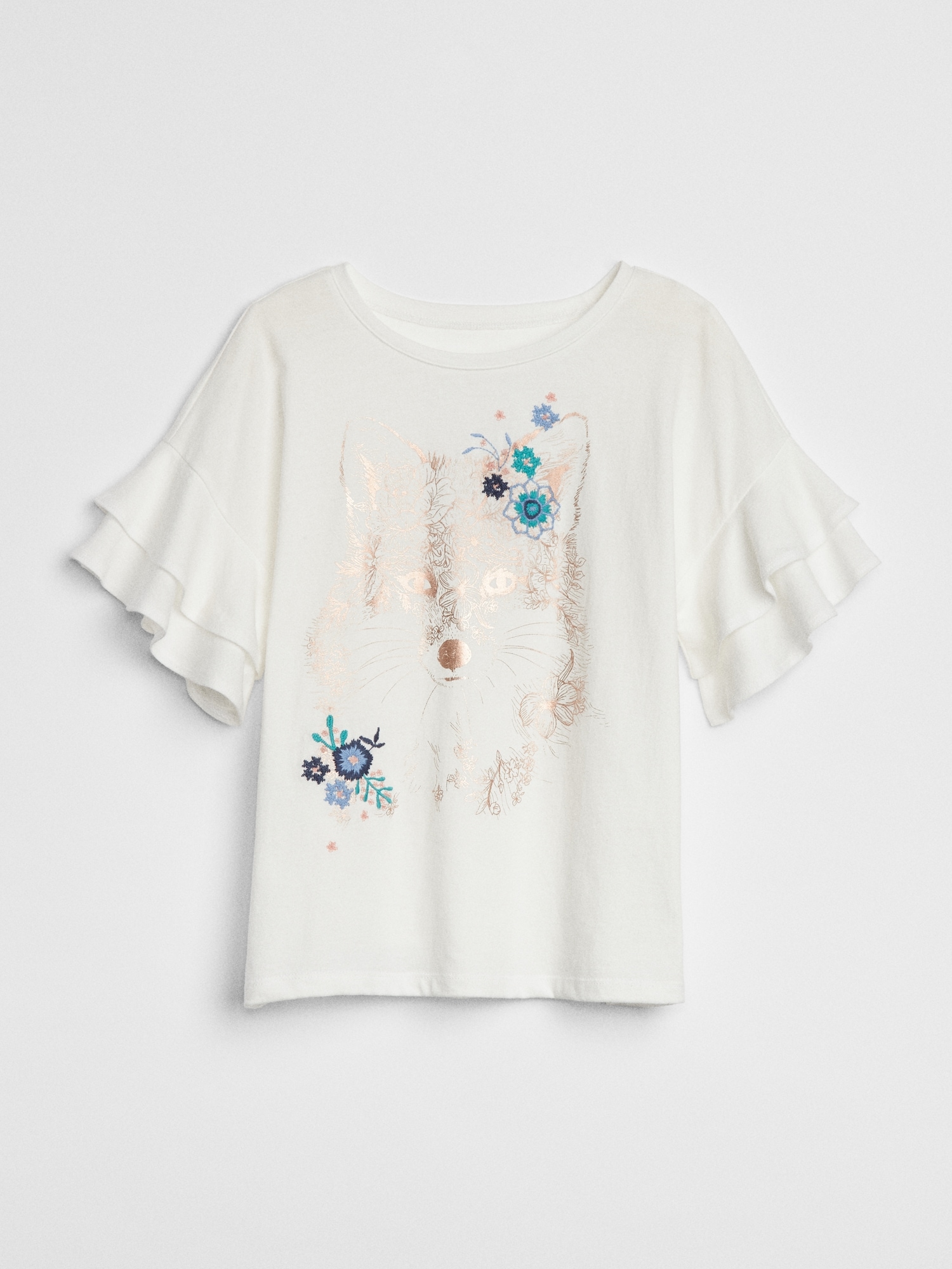 Graphic Ruffle-Sleeve Top | Gap