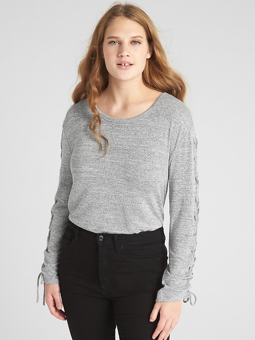 Softspun Lace-Up Long Sleeve Top | Gap