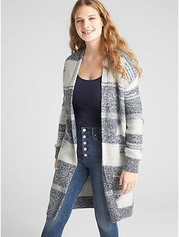 Textured Open-Front Pattern Cardigan Sweater | Gap