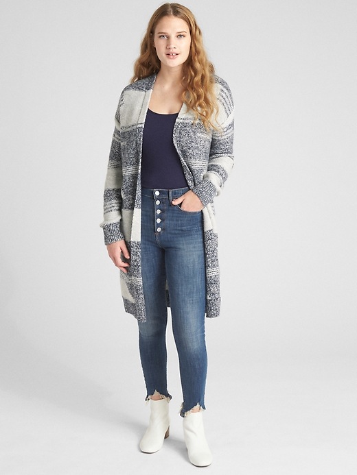 Textured Open-Front Pattern Cardigan Sweater | Gap