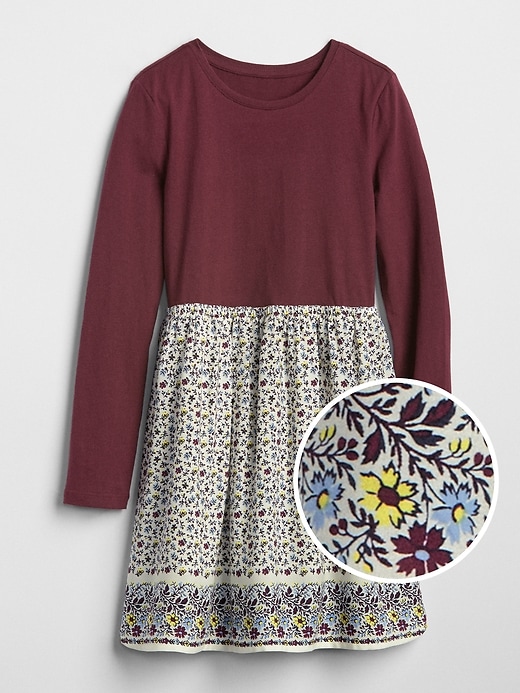 Print Mix-Fabric Dress | Gap