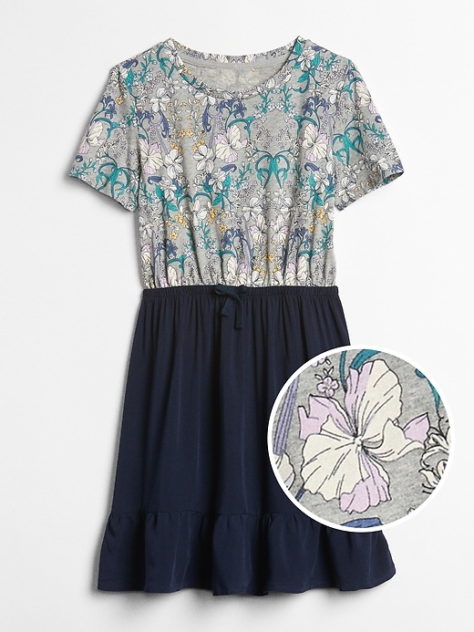 Print Mix-Fabric Dress | Gap