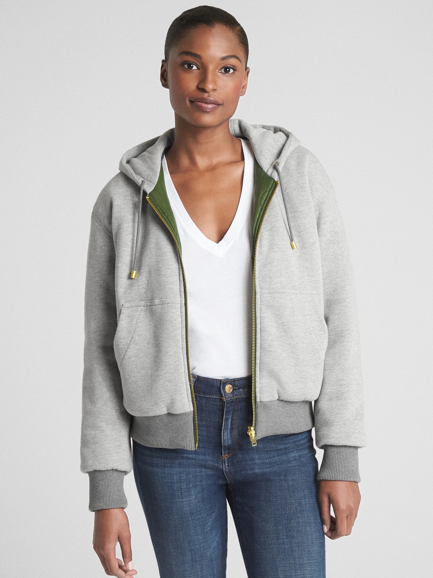 Reversible Fleece-Lined Logo Puffer Jacket | Gap