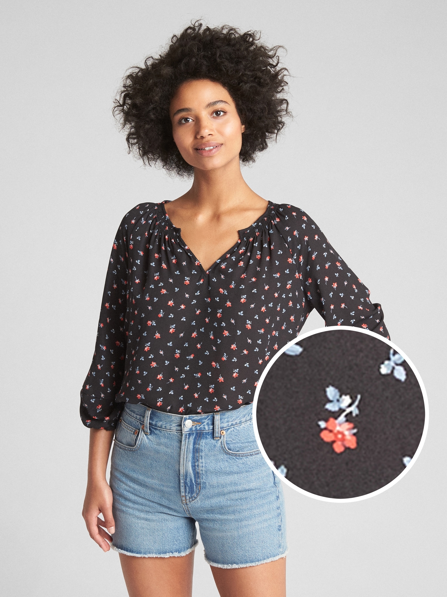 Floral Balloon Sleeve Blouse | Gap